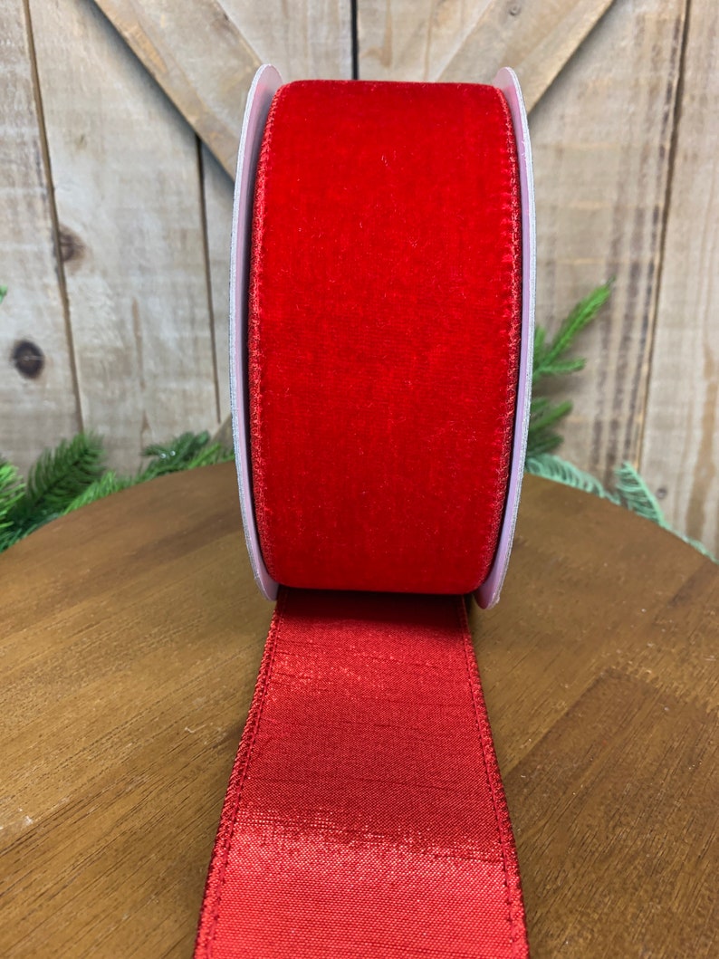 Farrisilk 10 Yards Red Velvet Luster Wired Ribbon 2.5 Inch - Etsy