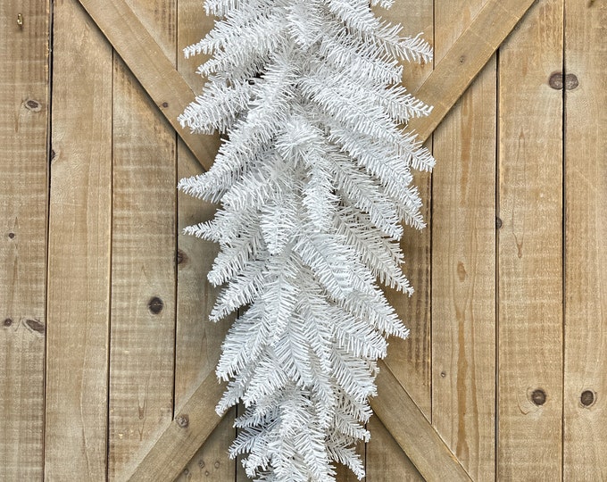 White Color Pine Swag Base, 36 Inch Teardrop, Christmas Swag Base ...