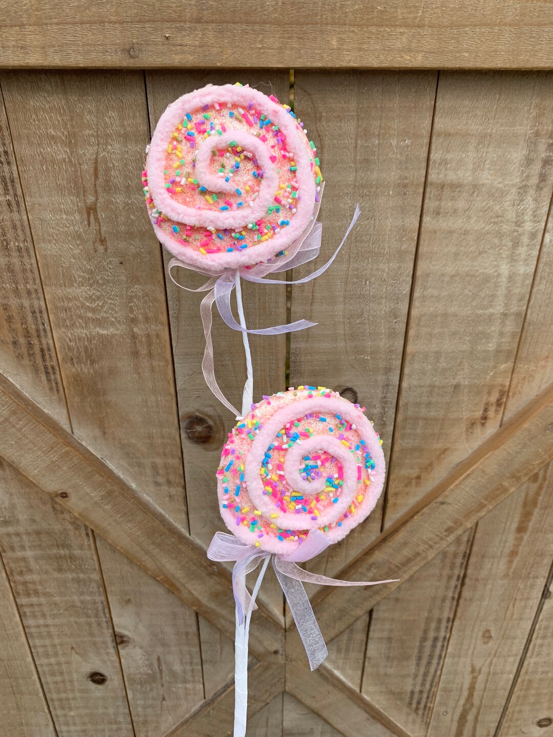 Pink Chenille Sprinkle Lollipop Spray, Wreath Attachment, Centerpiece ...