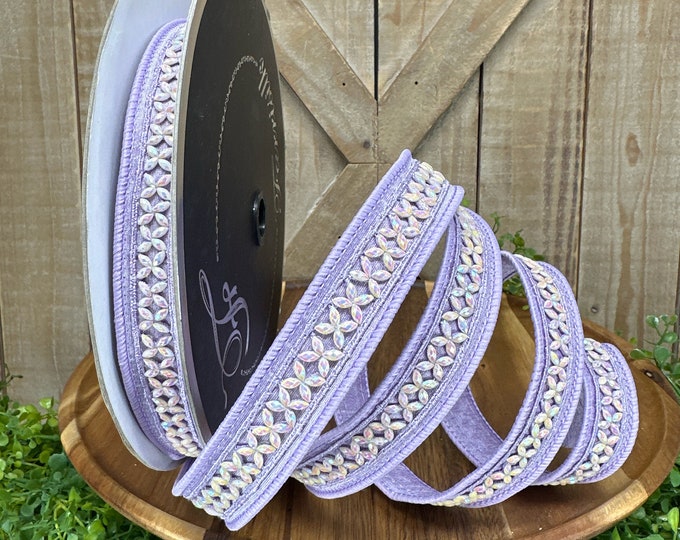1 Inch, Lavender Opalescent Jewels Wired Ribbon, 10 Yards Designer ...