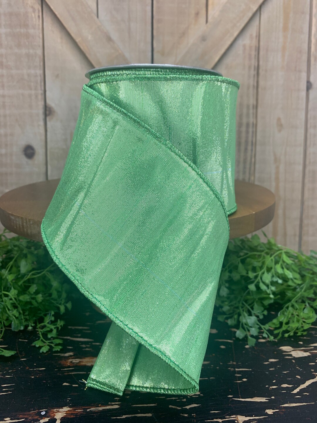10 Yards - Mint Green Luster Wired Ribbon, 4 Inch Ribbon, A Roll of ...