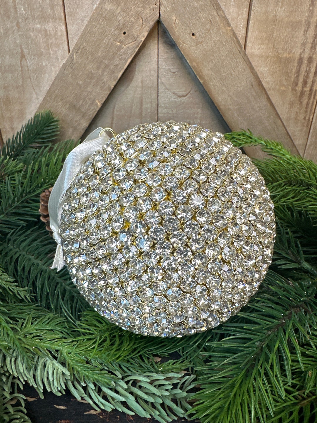 RAZ Large Pave Gold Crystal Ball Ornament, 4.5 Inches Diameter, Tree ...