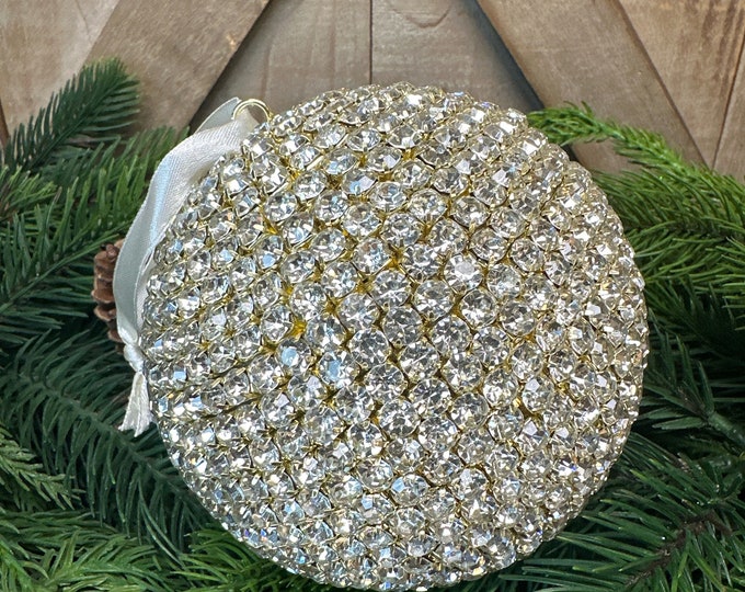 RAZ Large Pave Gold Crystal Ball Ornament, 4.5 Inches Diameter, Tree ...