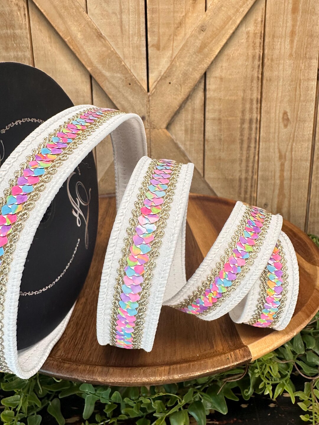 1 Inch, White Heart Strings Wired Ribbon, 10 Yards Designer Ribbon ...