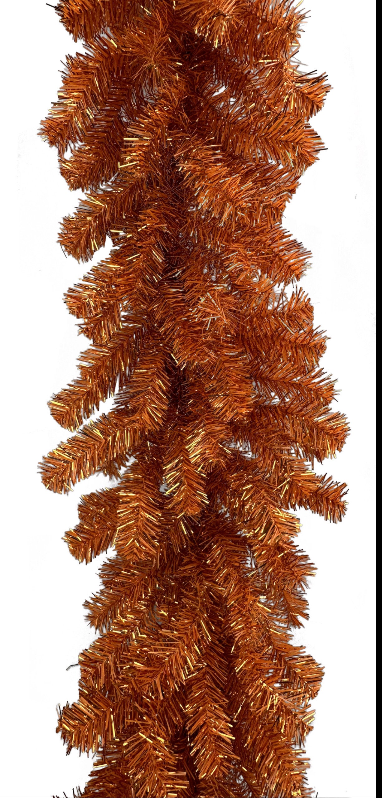 Orange Tinsel Pine Garland, 9 Feet Long, Garland Base, Garland for Door ...