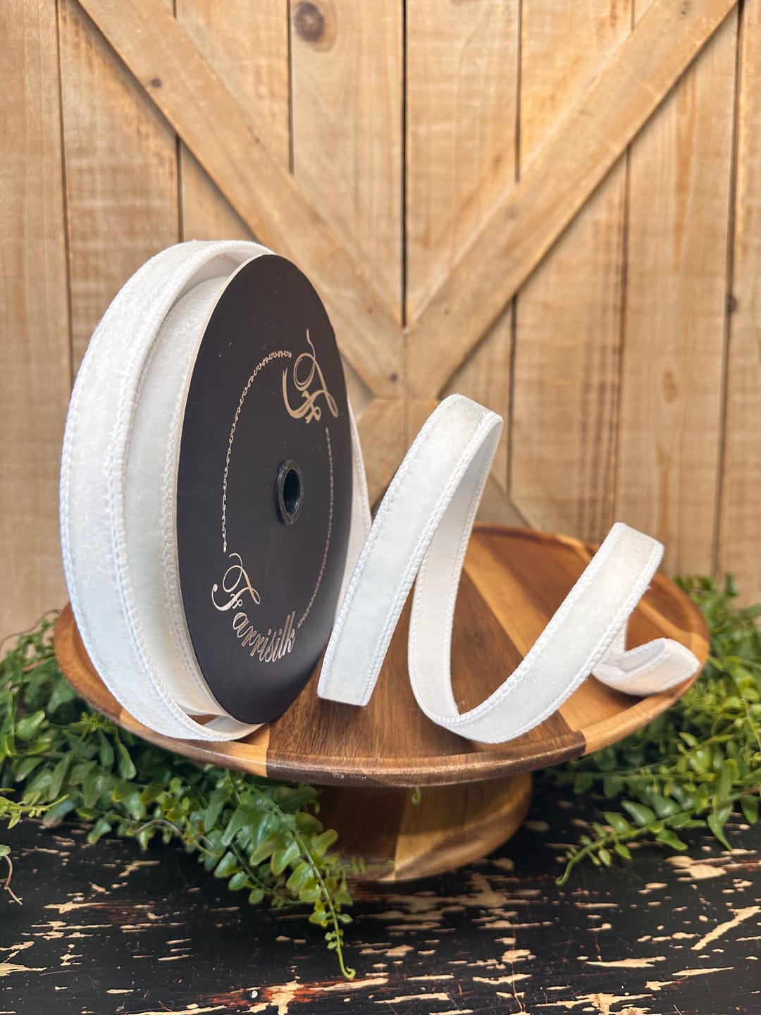 10 Yards, .75 Inch, White Velvet Wired Ribbon, Designer Ribbon ...