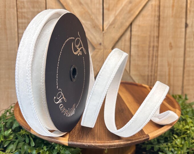 1 Inch, Red Satin Velvet Wired Ribbon, 10 Yards Designer Ribbon ...