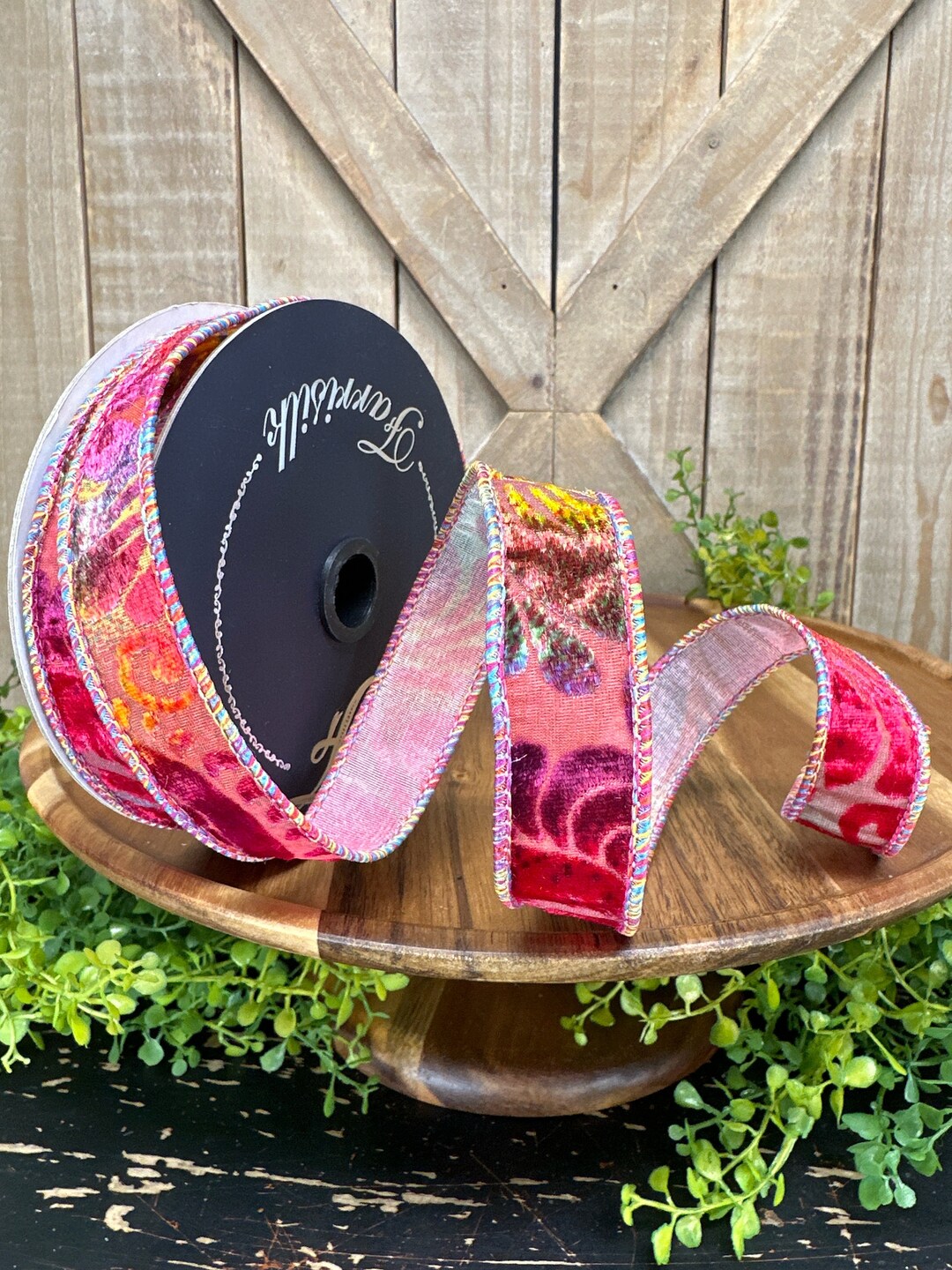 1 Inch, Rainbow Floral Wired Ribbon, 10 Yards Designer Ribbon ...