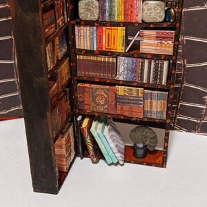 Custom Miniature Book Nook Library With Fossils Handcrafted - Etsy