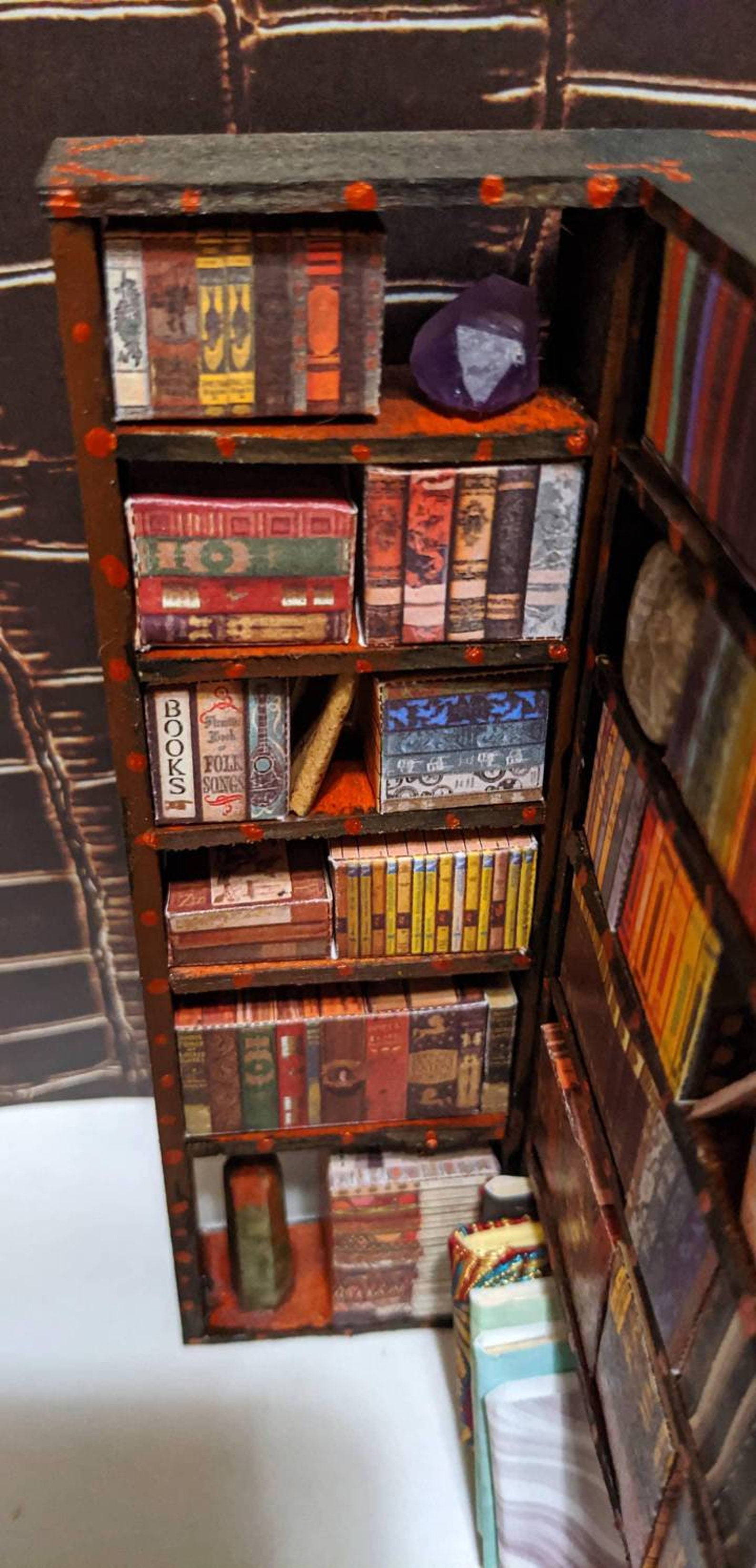 Custom Miniature Book Nook Library, With Fossils Handcrafted Gift OOAK ...