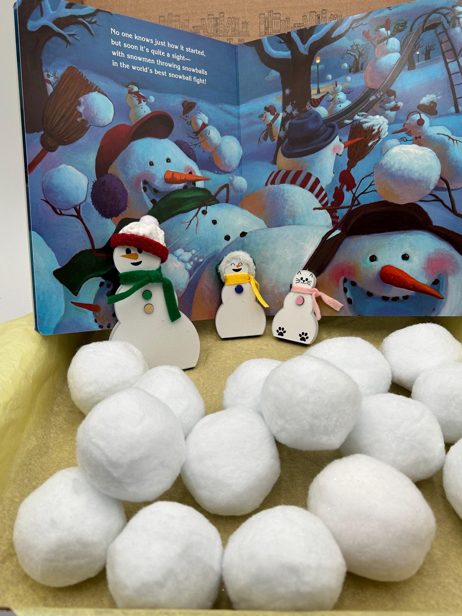 Snowmen at Night Board Book Box With Wood Snowmen and Accessories - Etsy