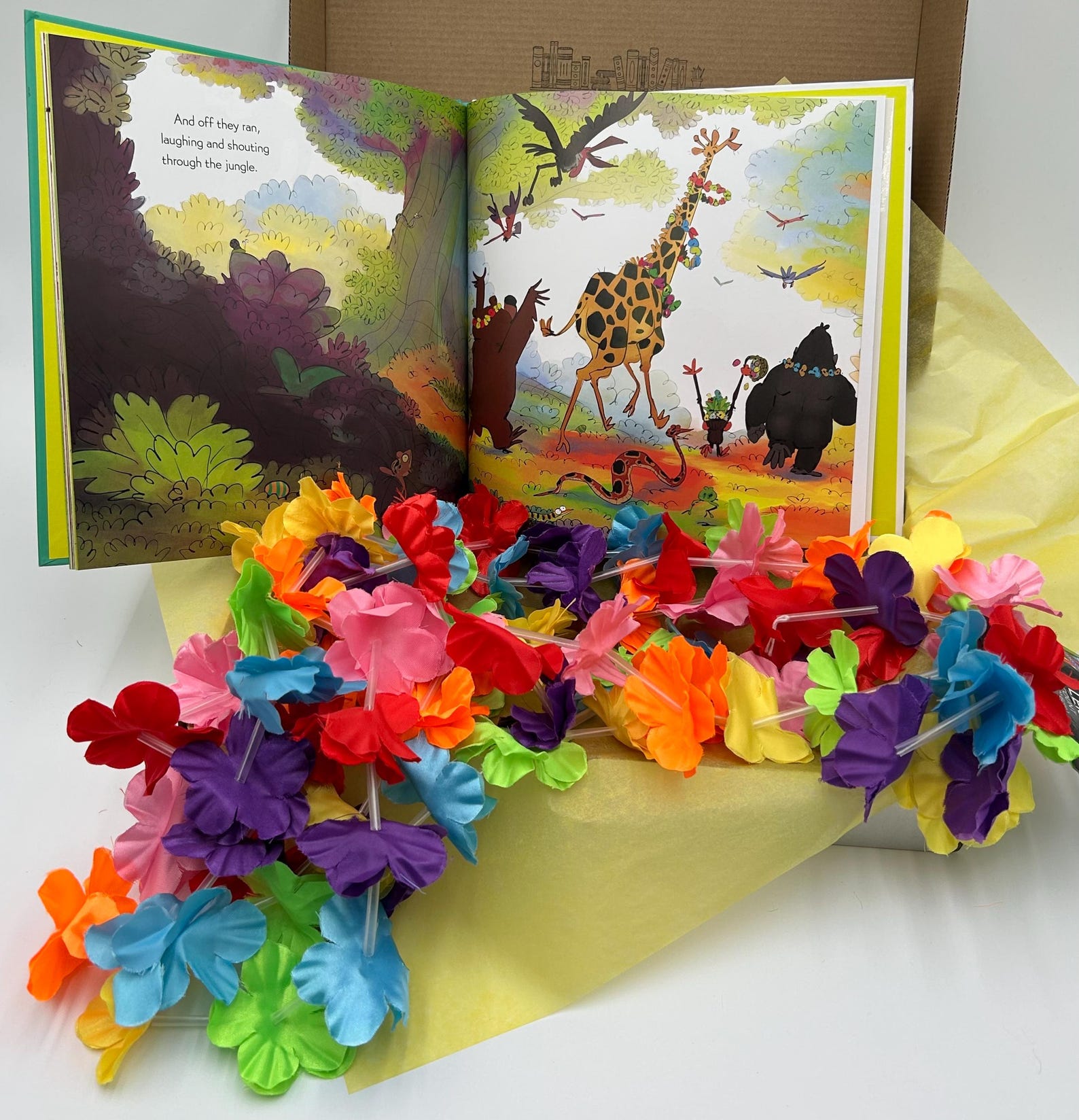 Grumpy Monkey Spring Fever Book Box With Flower Leis and Headband - Etsy