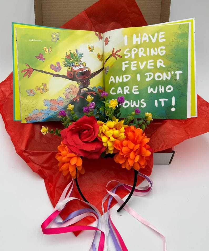 Grumpy Monkey Spring Fever Book Box With Flower Leis and Headband - Etsy