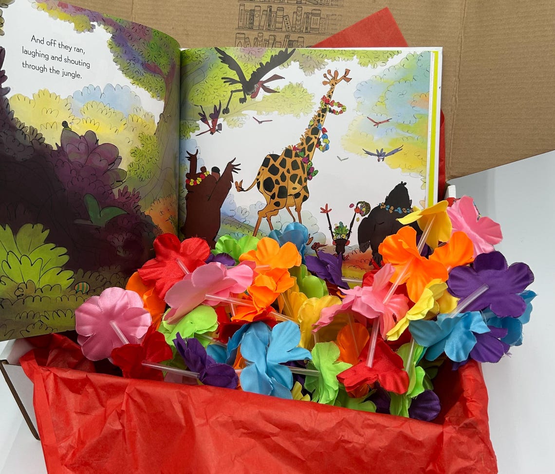 Grumpy Monkey Spring Fever Book Box With Flower Leis and Headband - Etsy