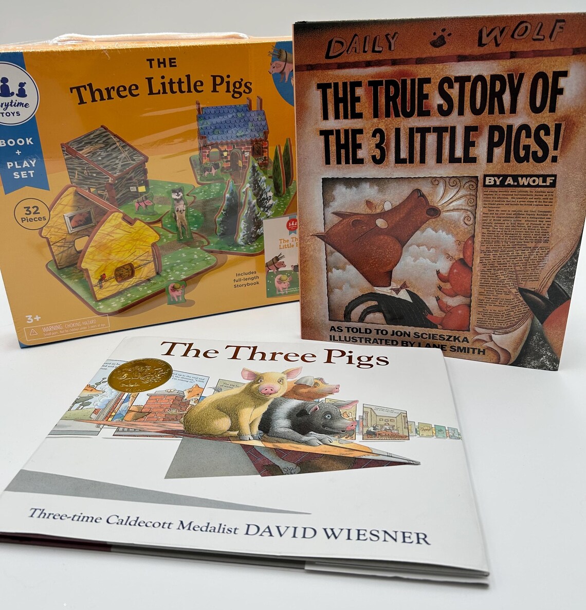 Three Little Pigs Book Box With Play Set and Different Versions of ...