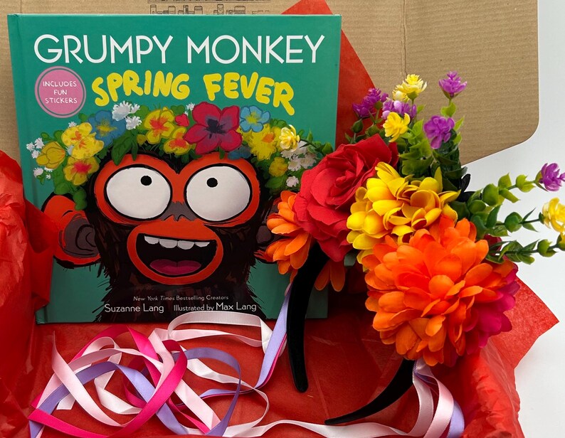Grumpy Monkey Spring Fever Book Box With Flower Leis and Headband - Etsy
