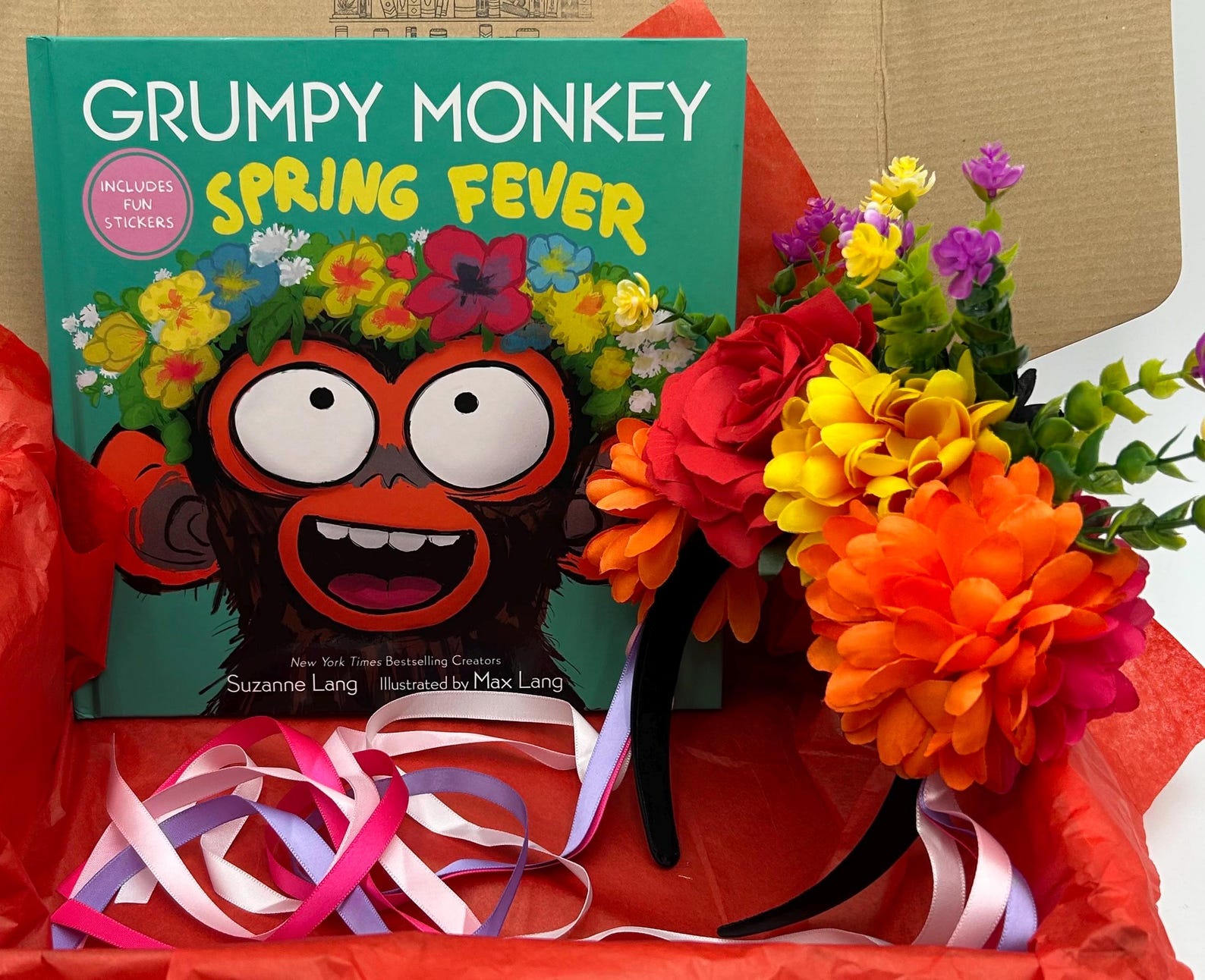 Grumpy Monkey Spring Fever Book Box With Flower Leis and Headband - Etsy