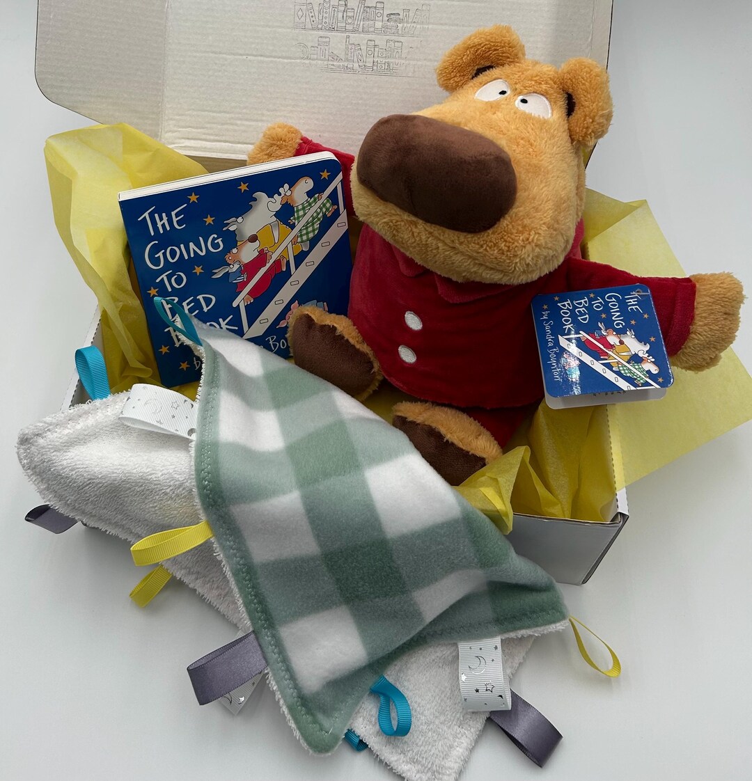 The Going to Bed Book Board Book Box With Plush and Sensory Taggy - Etsy