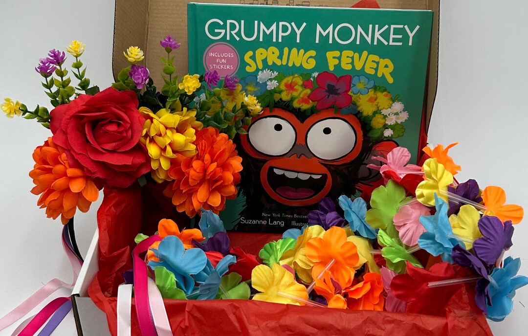 Grumpy Monkey Spring Fever Book Box With Flower Leis and Headband - Etsy