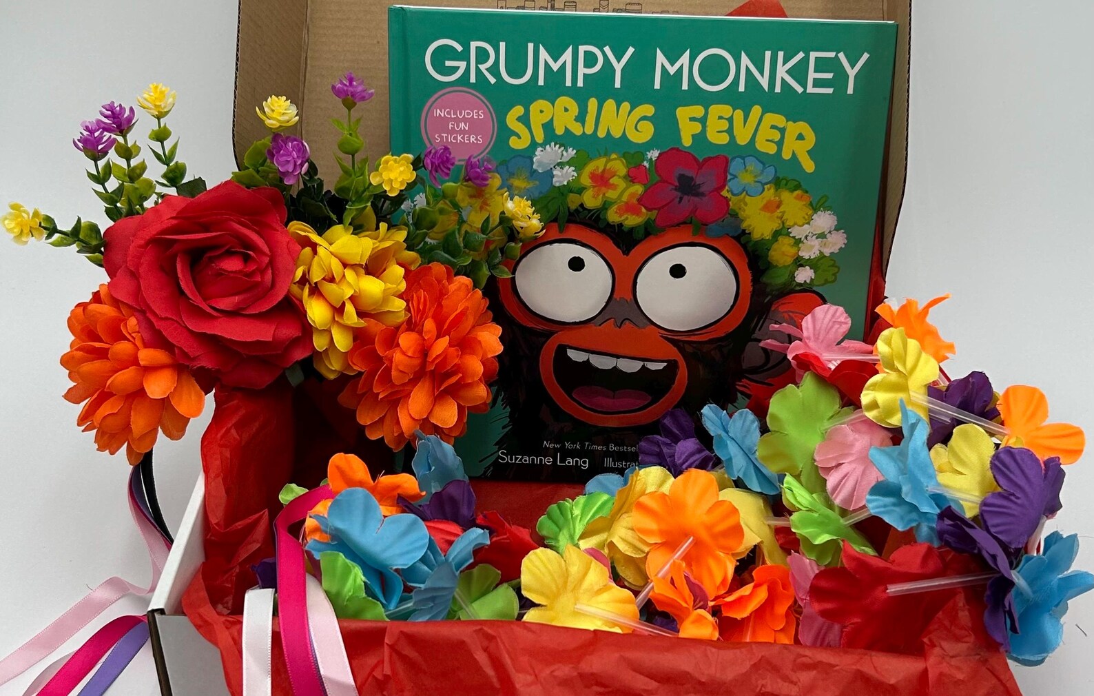 Grumpy Monkey Spring Fever Book Box With Flower Leis and Headband - Etsy