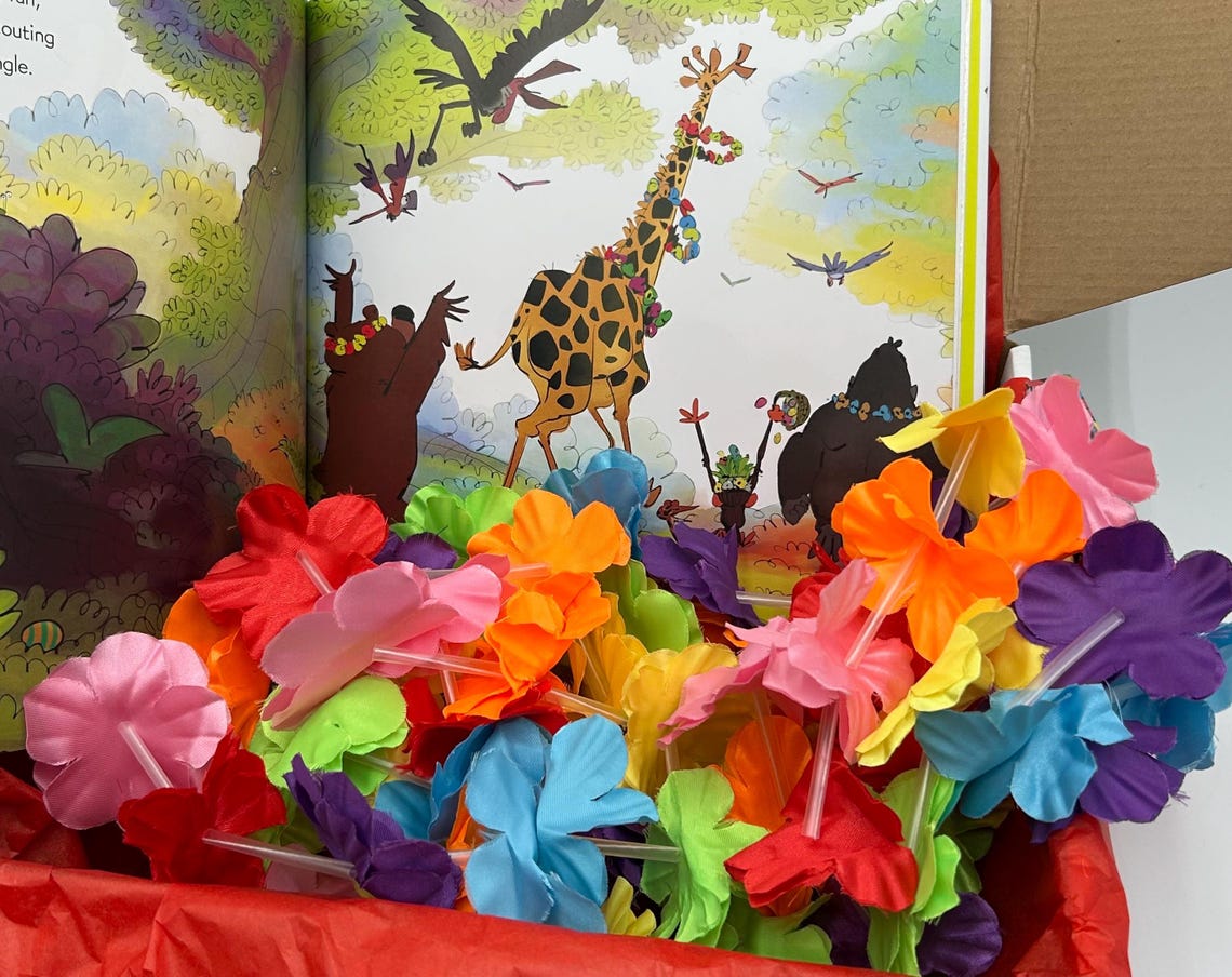 Grumpy Monkey Spring Fever Book Box With Flower Leis and Headband - Etsy