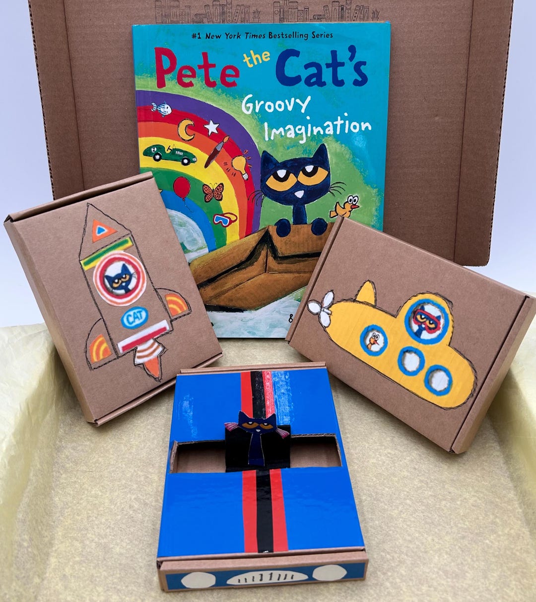 Pete the Cat's Groovy Imagination Book Box With Boxes and Stickers - Etsy