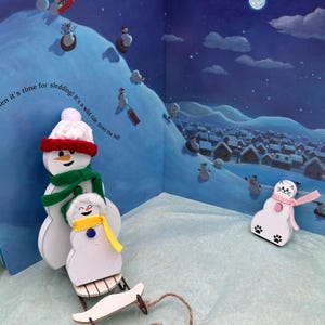 Snowmen at Night Board Book Box With Wood Snowmen and Accessories - Etsy