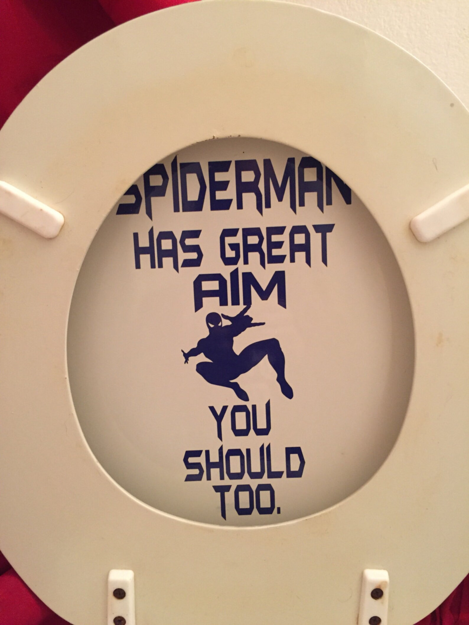 Spiderman Bathroom Vinyl Toilet Decal: Spiderman Has Great Aim - Etsy