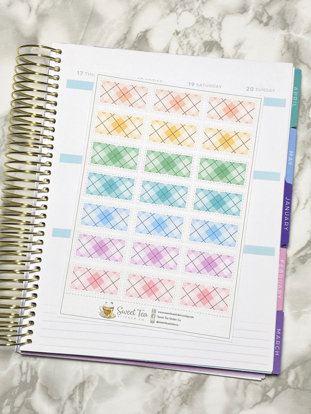 Gingham Pattern Third Box Planner Sticker F09 - Etsy