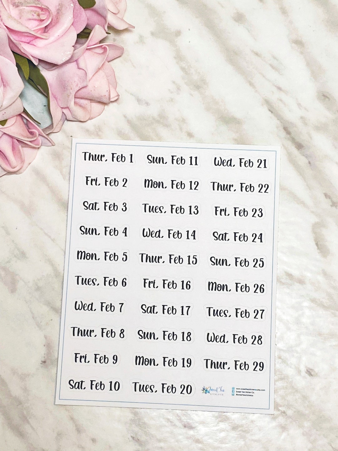 February 2024 Daily Dates Script Planner Sticker F229 - Etsy