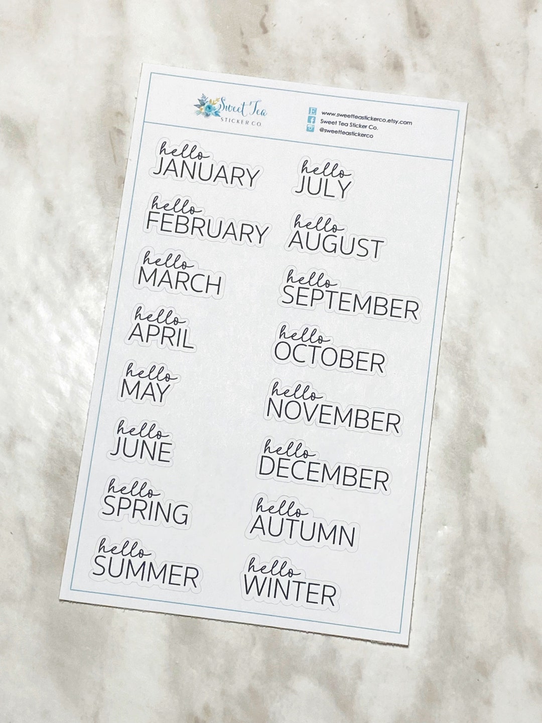 Hello Months Stickers (F266) - Etsy
