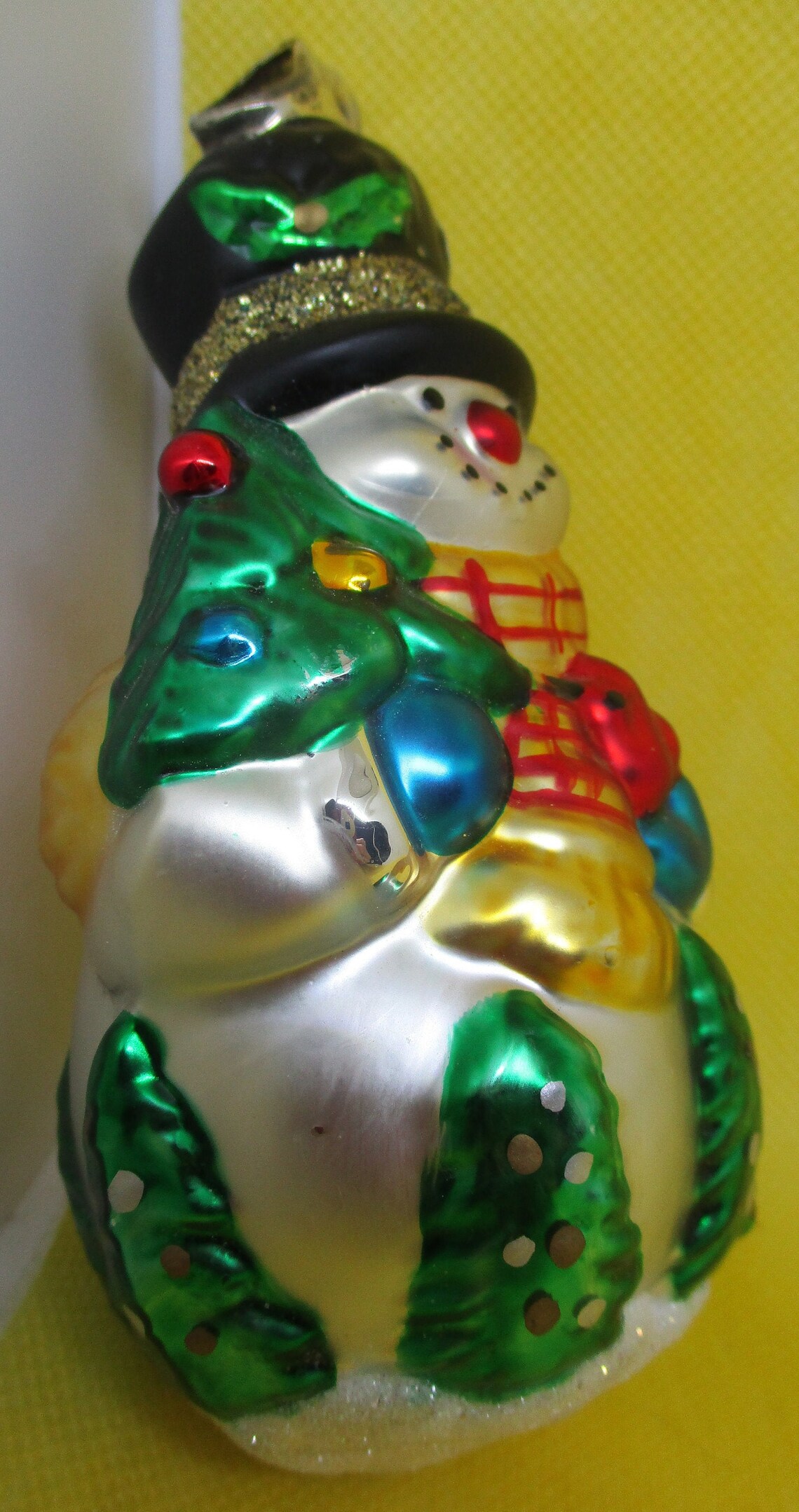Handblown Large GLASS SNOWMAN Christmas Ornament 3 Dimensional Snowman ...