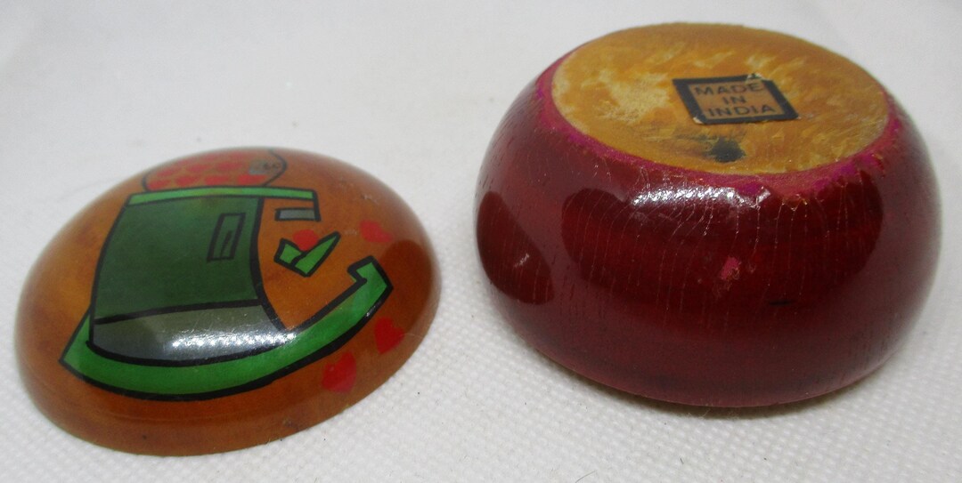 Vintage Hand-painted Wood Trinket Box: Bubblegum Machine Hearts - Etsy