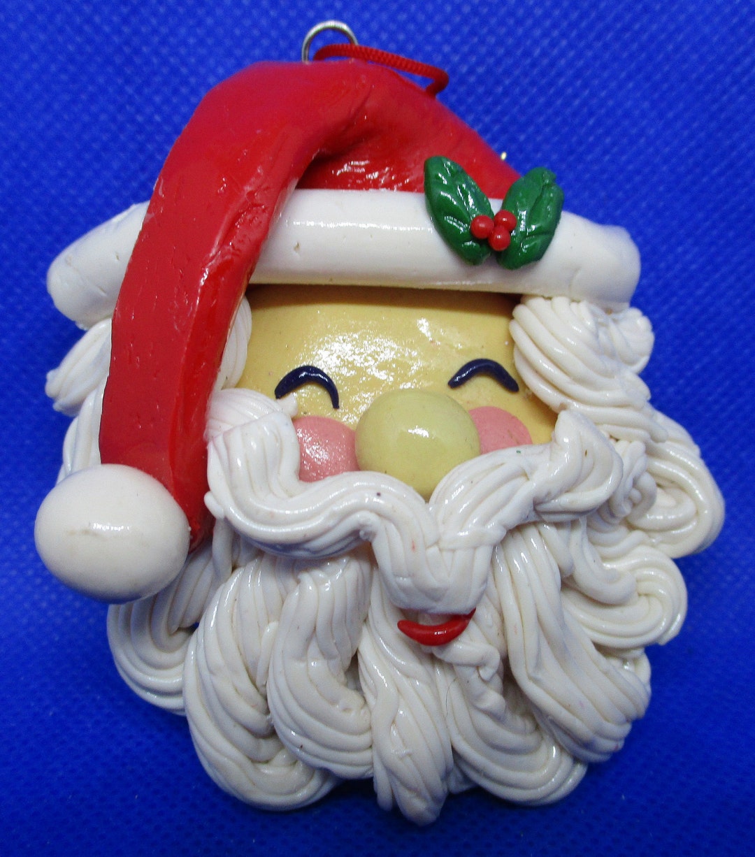 Handcrafted CLAY SANTA CLAUSE Christmas Ornament Pendant 3 D Artist ...