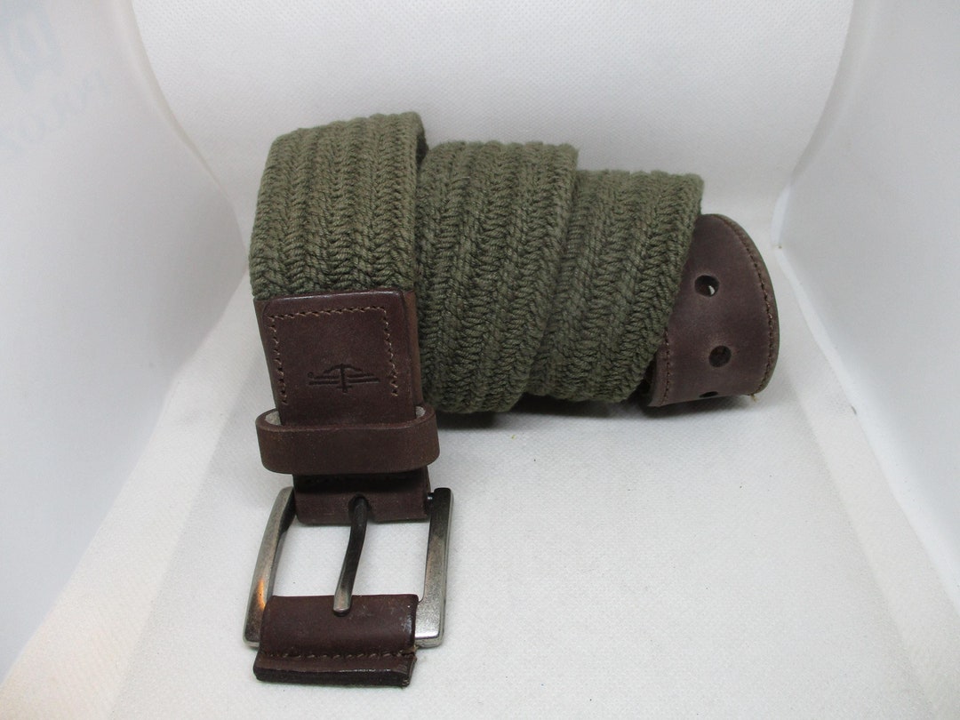 Docker Woven Belt Docker Leather Woven Fabric Belt Green & Brown Webbed ...