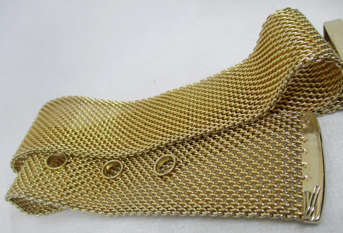 Vintage Gold Tone Metal Mesh Belt Gold Tone Belt Gold Tone Metal Mesh ...