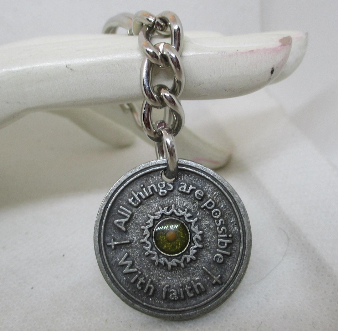 Mustard Seed Keyring Silver Tone Metal Keyring & Chain Pewter Tone ...