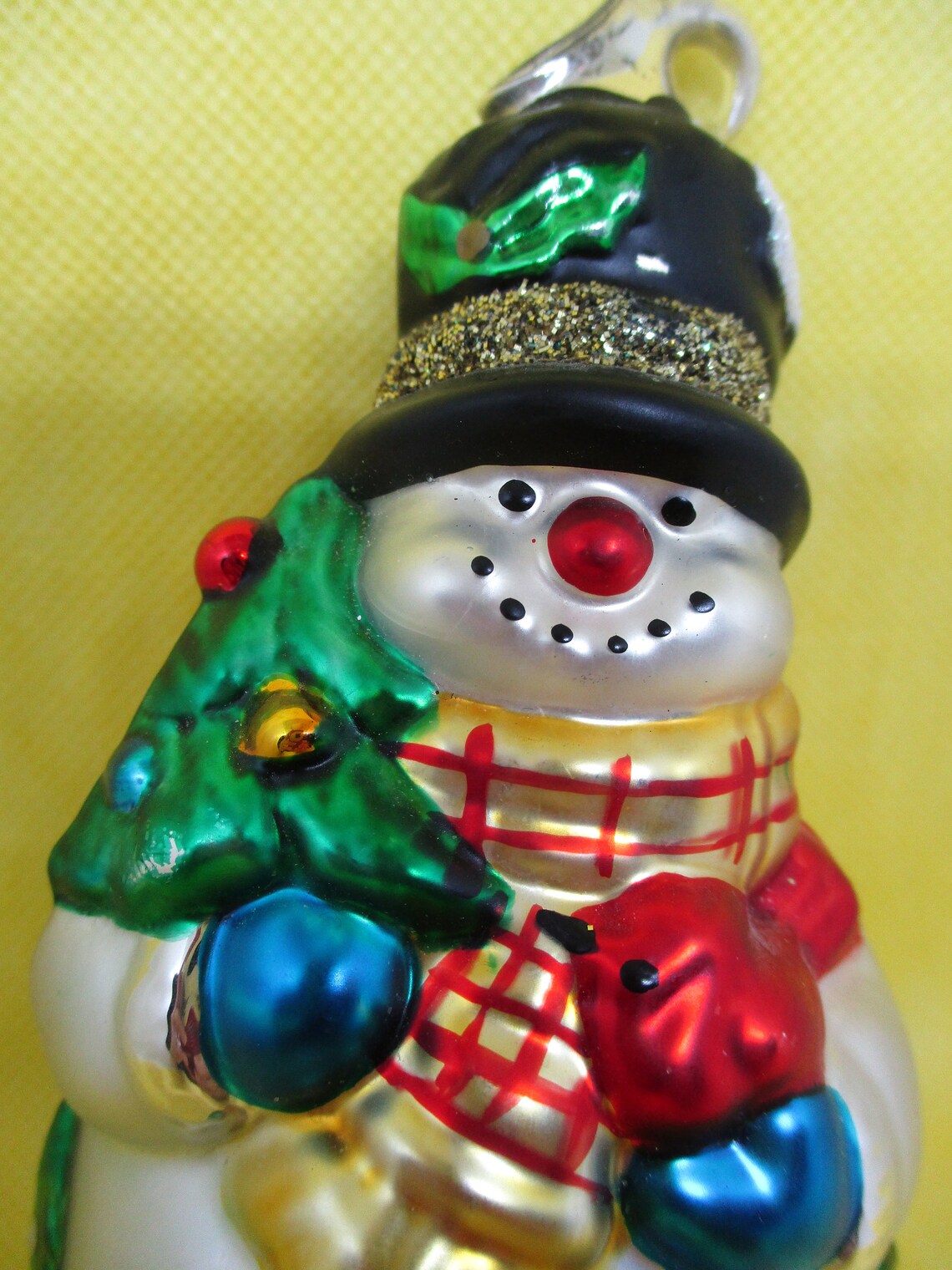 Handblown Large GLASS SNOWMAN Christmas Ornament 3 Dimensional Snowman ...