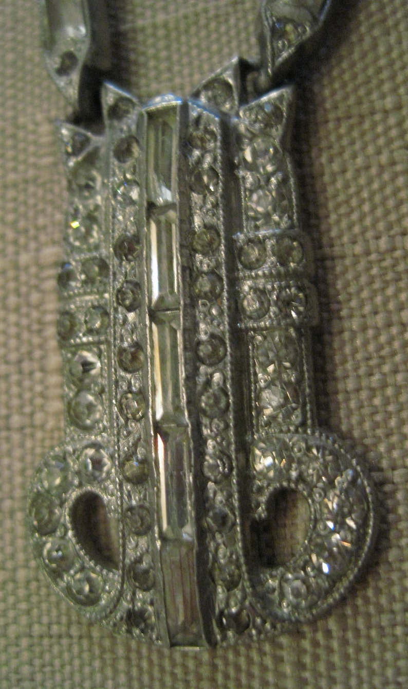 VICTORIAN BAGUETTE RHINESTONE Pendant Necklace Silver Tone - Etsy