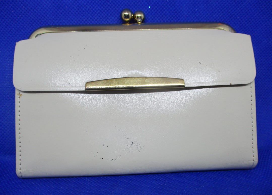 VTG 1960s Amity Genuine Leather Wallet Cream Color Leather Wallet W ...