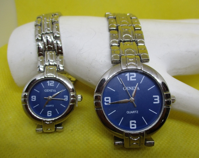 Geneva Silver-tone Quartz Watch: Blue Face, Metal Band - Etsy