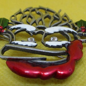 JJ Santa Clause Face Brooch JJ Christmas Brooch JJ Enamel Pewter Santa ...
