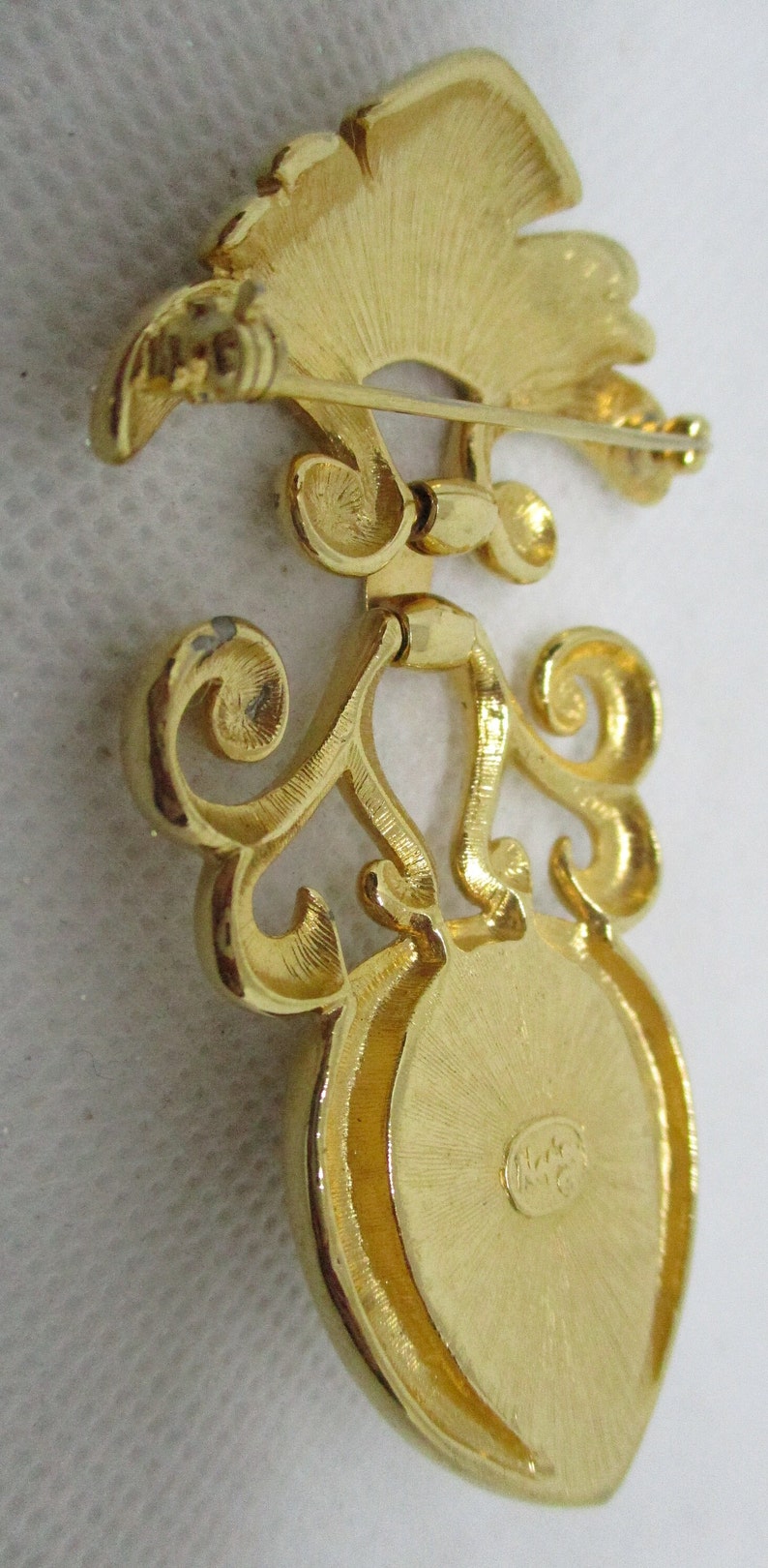 Large Vintage Napier Moving Dangle Faux Pearl Gold Tone Metal - Etsy