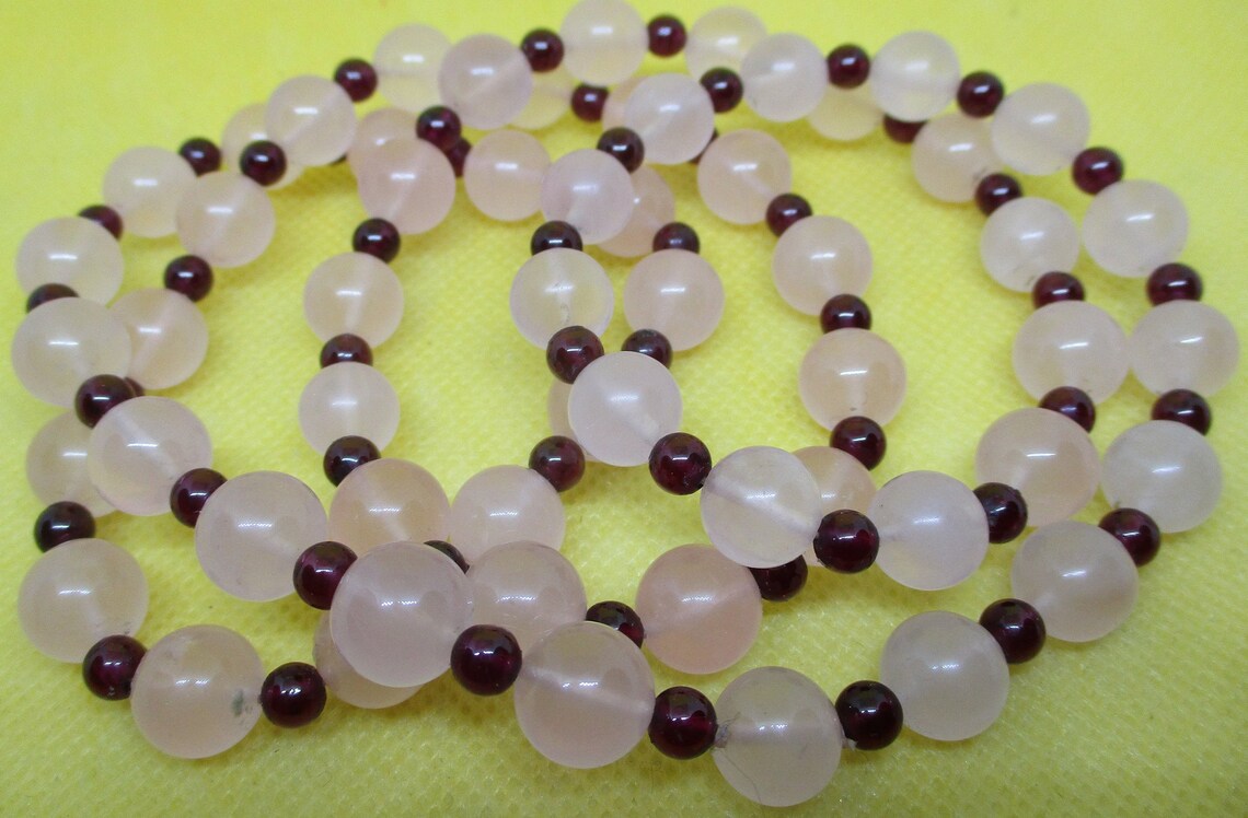 Genuine Carnelian & Rose Quartz Gemstone Beaded Necklace - Etsy