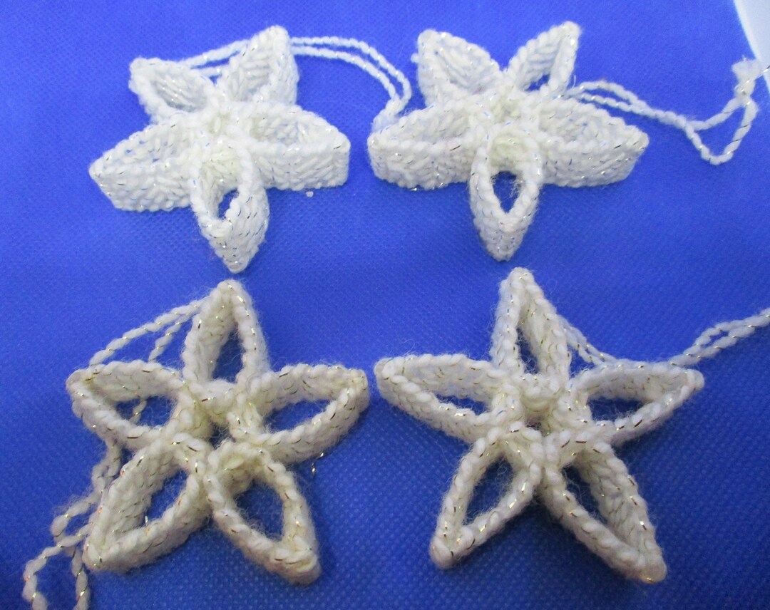 4 HANDMADE Decoration Plastic Canvas Cross Stitch Flower Star ...