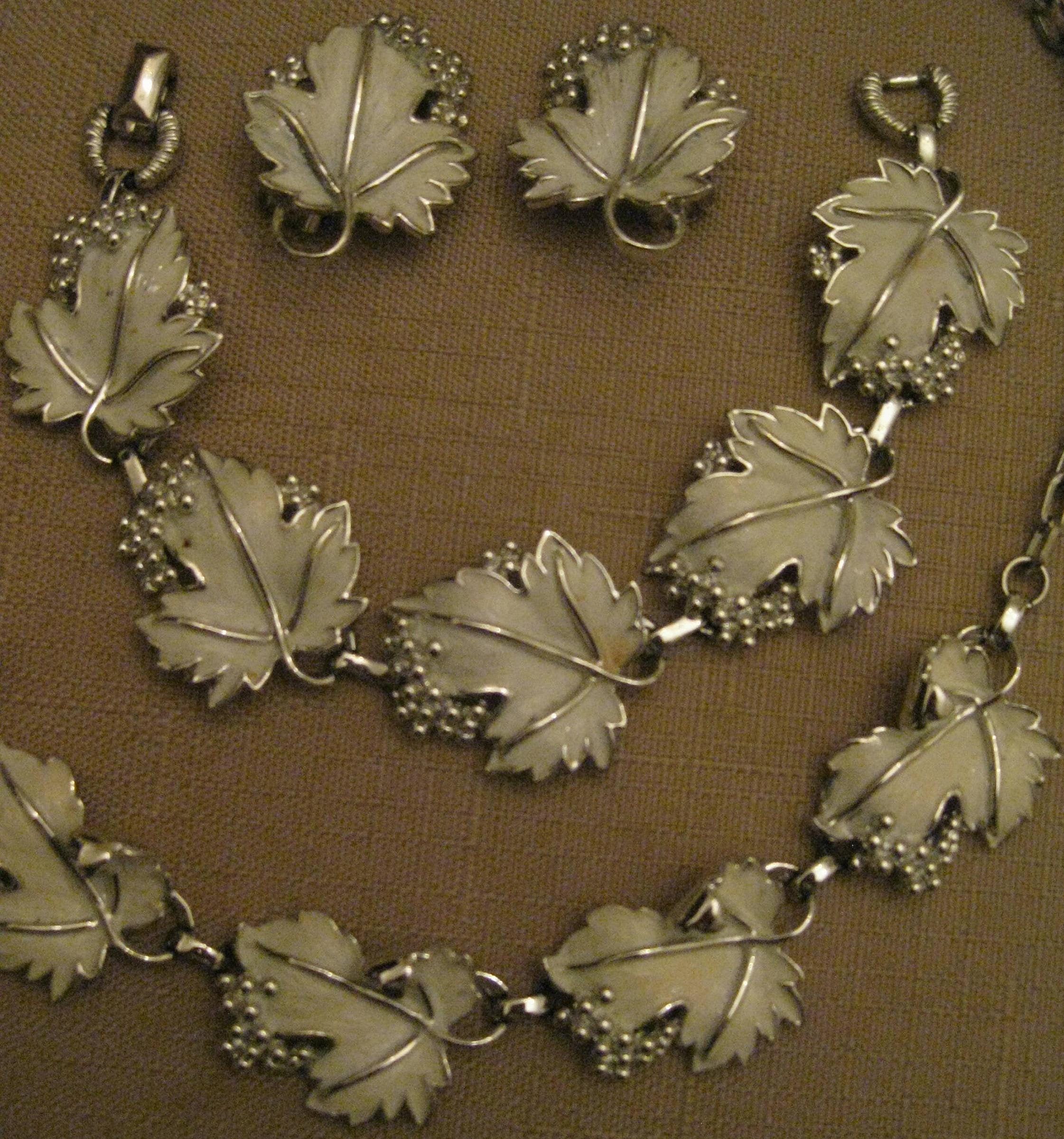 Vintage Sarah Coventry Jewelry Set: Whispering Leaf White Enamel ...