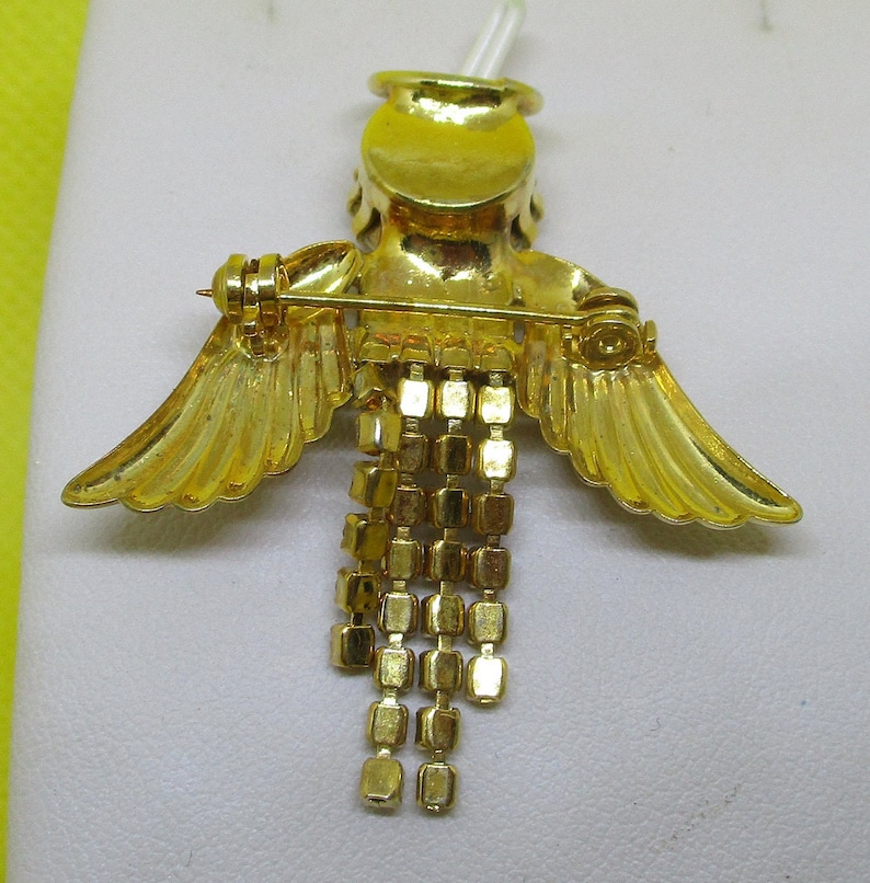 Vintage Moving Rhinestone Angel Brooch Gold Tone Metal - Etsy