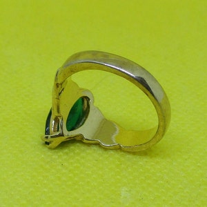 18K GE Marquise Simulated Emerald CZ Ring Size 8 18K GE Rhinestone ...