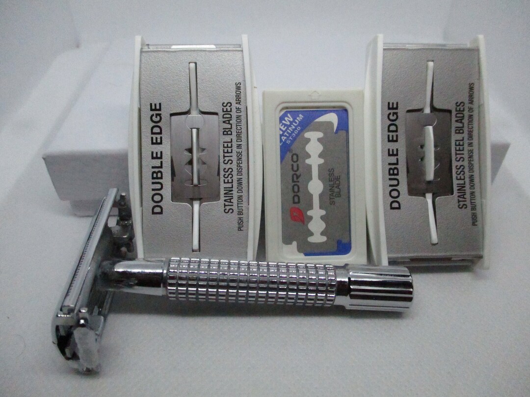 NEW SAFETY RAZOR With 3 New Packs of Double Edge Blades Men's Razor ...