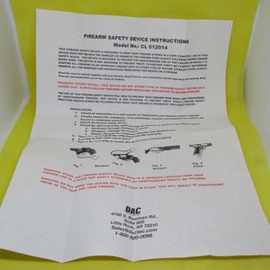 DAC Firearm Lock DAC Gun Lock Handgun Lock Firearm Safety Device Handgun Cable Lock With 2 Keys ...